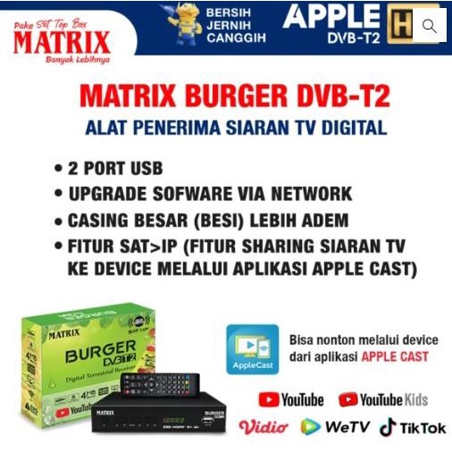 Jual SET TOP BOX MATRIX BURGER HIJAU DVB-T2 Digital | Shopee Indonesia