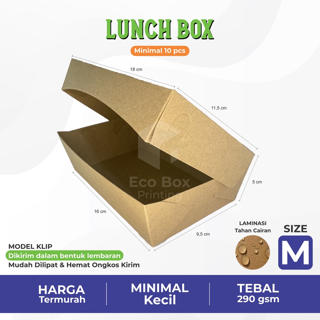 Jual Lunch Box Size M 290gsm Kotak Makan Kertas Brown Paper Box Makanan ...