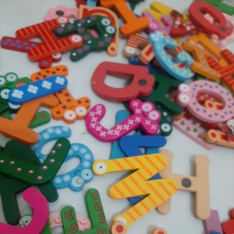 Jual BISA PILIH HURUF Magnet tempelan kulkas kayu alfabet abjad huruf ...