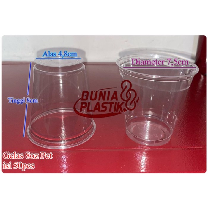 Jual 50Pcs Gelas Plastik Cup 8Oz Pet + Tutup Mini Bening Tebal Ice Es ...
