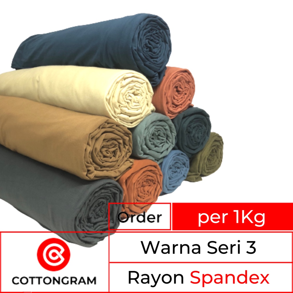 Jual COTTONGRAM Kain Rayon Gamis Hijab Spandex Premium Warna 3 Per Kg ...