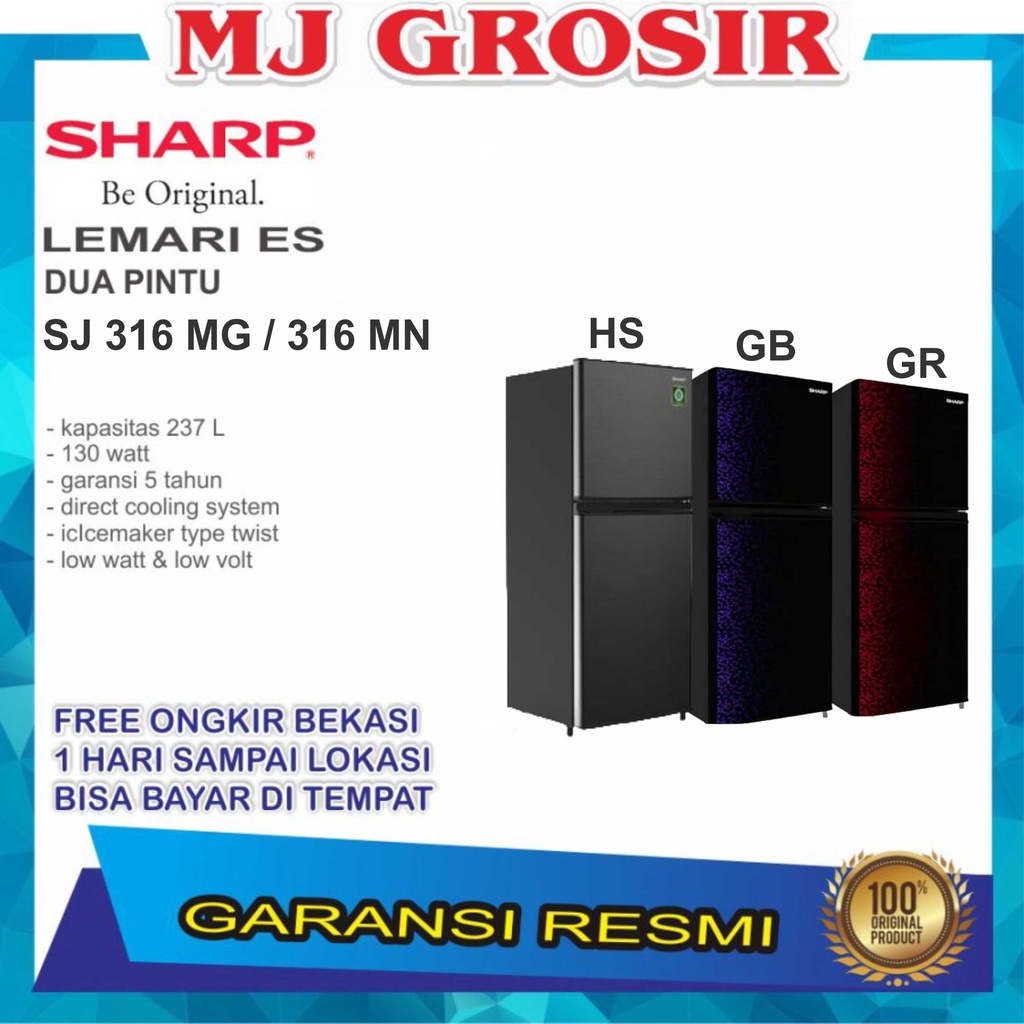 Jual KULKAS SHARP SJ 316 MG 316 MN LEMARI ES 2 PINTU SJ316MG SJ 316MG ...
