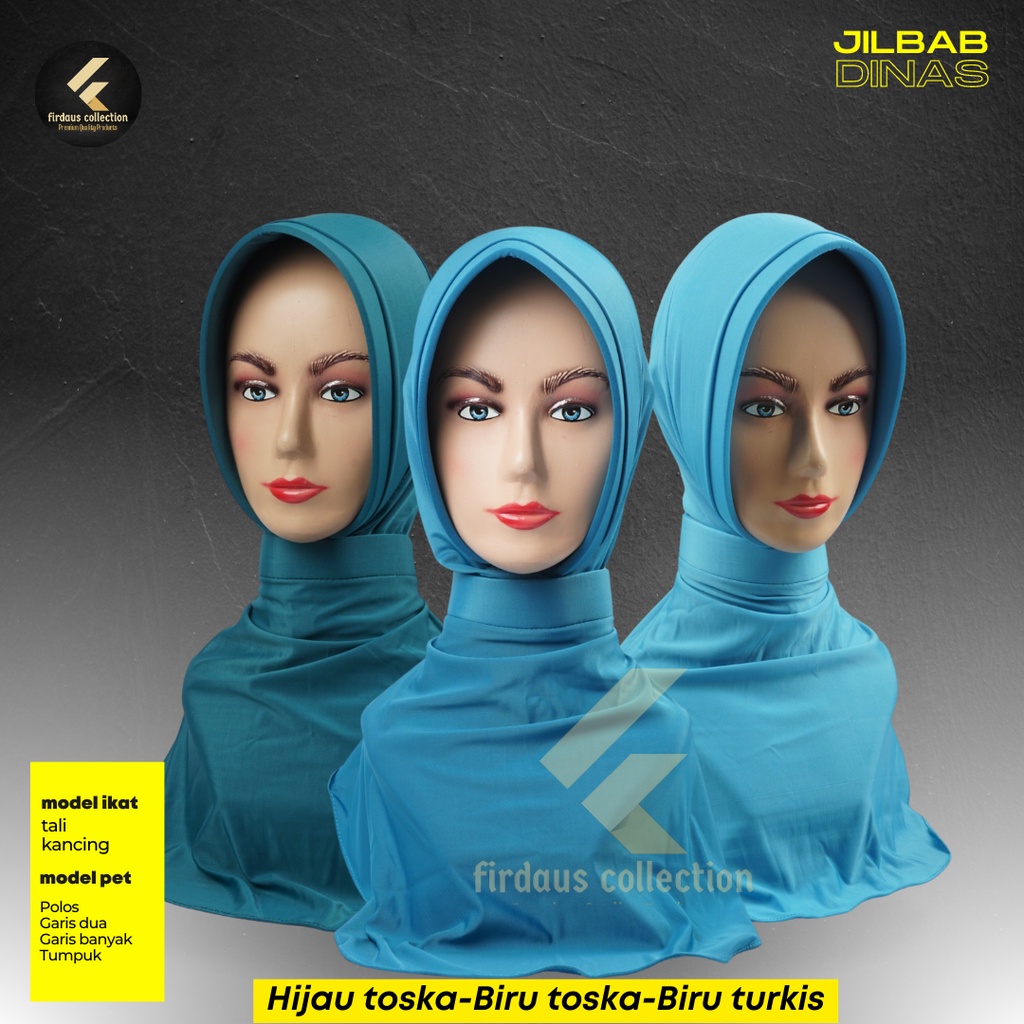 Jual JILBAB DINAS BIRU TURKIS/ JILBAB DINAS PKK TOSKA /HIJAU TOSKA nyaman dipakai anti ribet ...