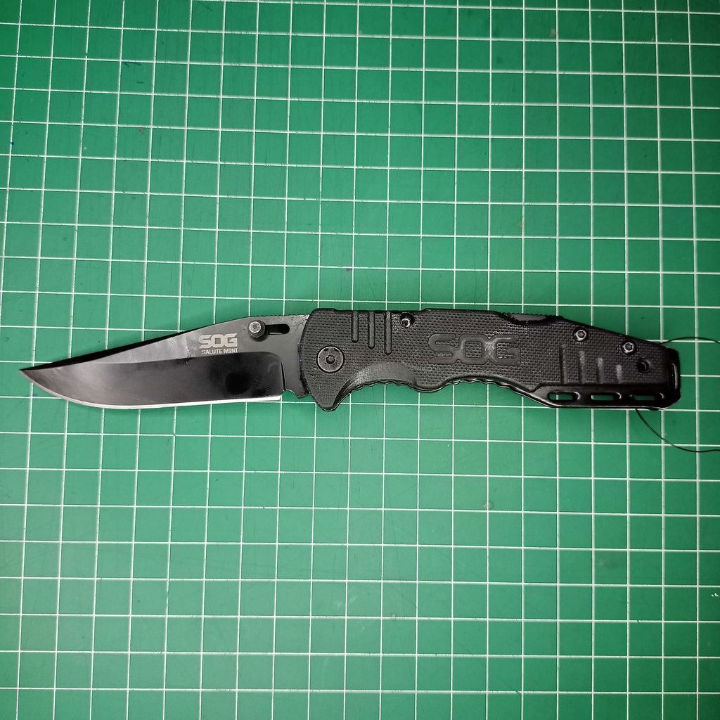 Jual SOG Salute Mini Folding knife Black Plain Clip Point Blade with G ...