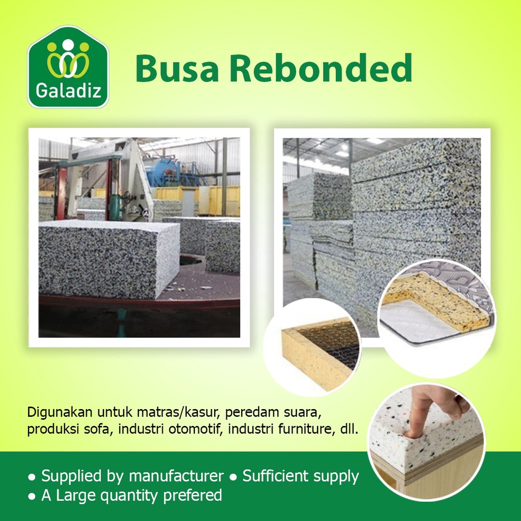 Jual BUSA REBONDED / REBONDED FOAM / MATRAS DENSITY 100 / TEBAL 2 CM-5 ...