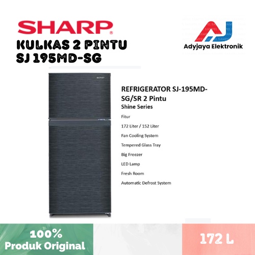 Jual KULKAS SHARP 2 PINTU SJ 195MNHS | Shopee Indonesia
