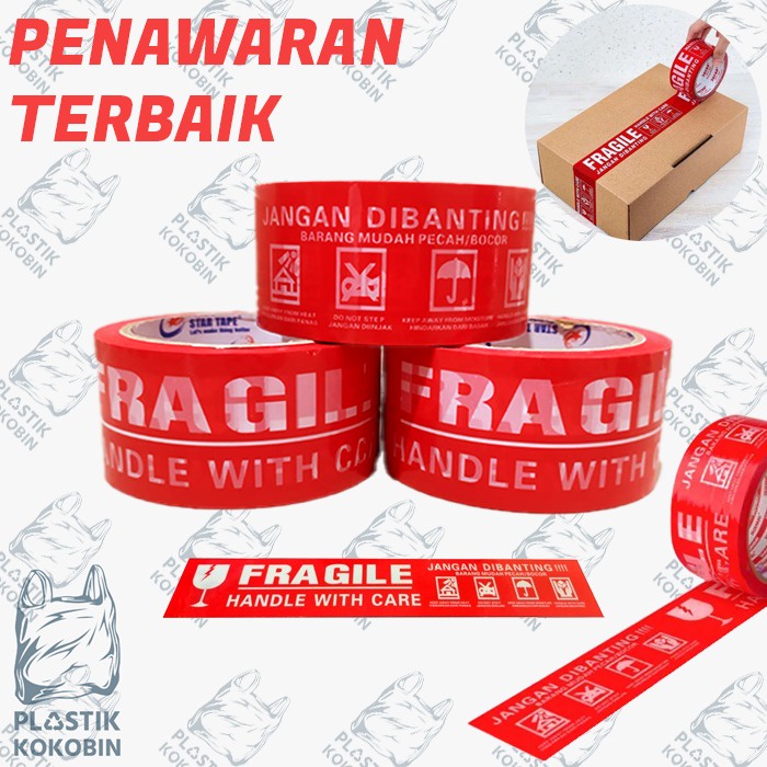 Jual LAKBAN FRAGILE MERAH 72 YARD (1 PCS) | Shopee Indonesia