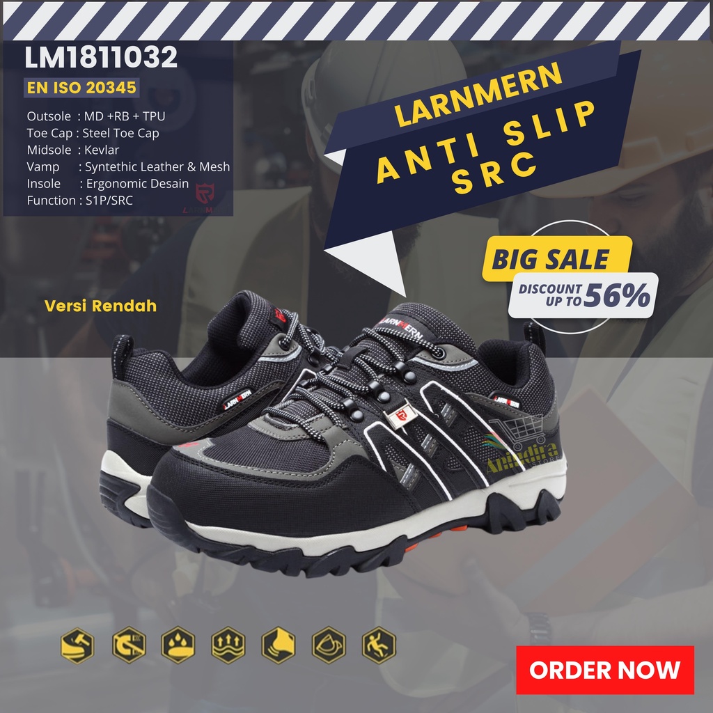 Jual LARNMERN PRO Sepatu Safety Sneakers Model Sporty Casual Anti Slip ...