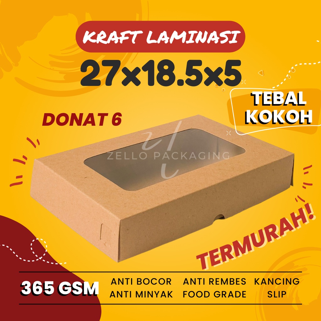 Jual Kotak Donat Isi 6 Box Kue Brownies Cake Hampers Kraft Jendela ...