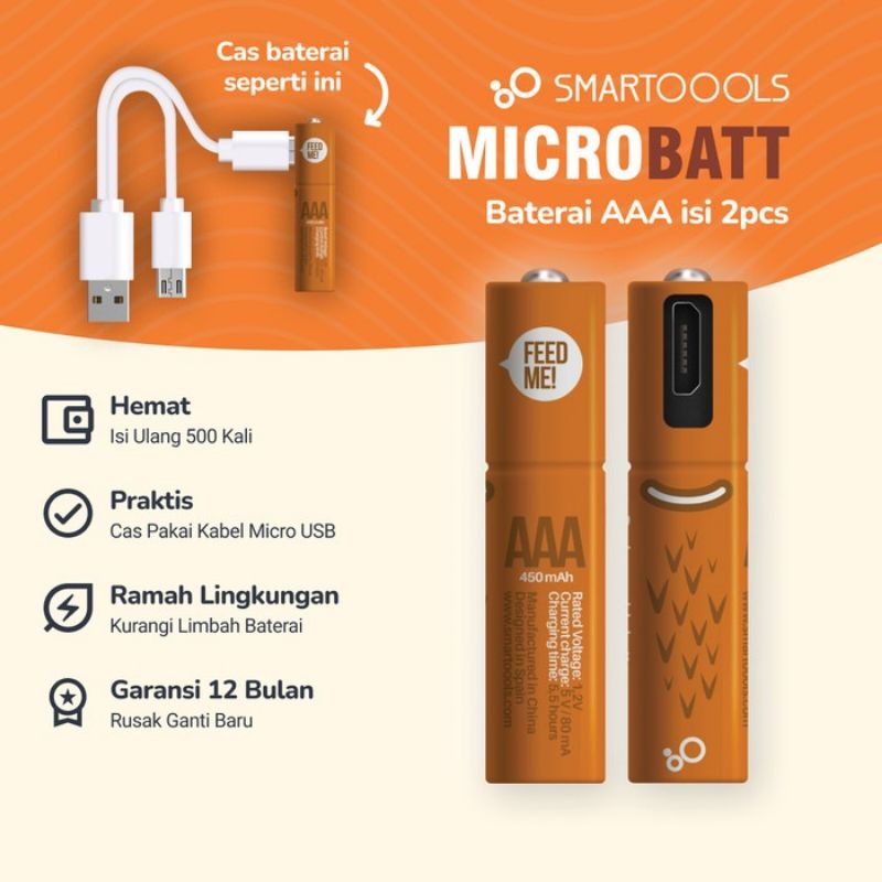 Jual Smartoools Microbatt AAA 2pcs - Multi Purpose USB Rechargeable ...