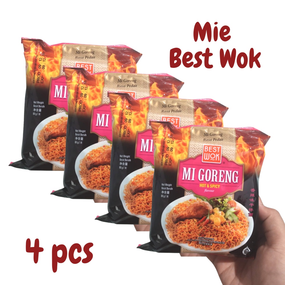 Jual 4pcs Mie Best Wok Mi Goreng Rasa Pedas Hot & Spicy Instan | Shopee ...