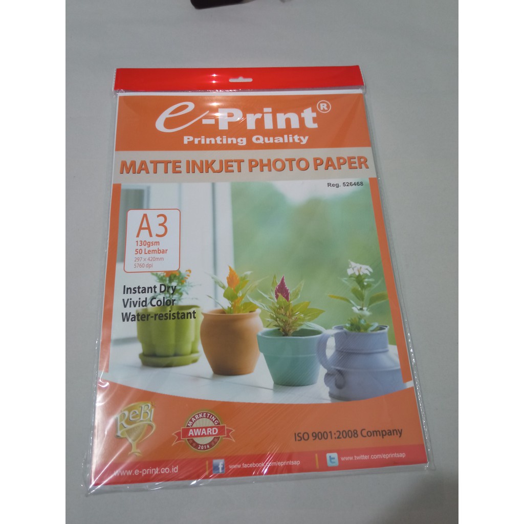 Jual E-print Matte Inkjet Photo Paper A3 130gsm 50 lembar | Shopee ...