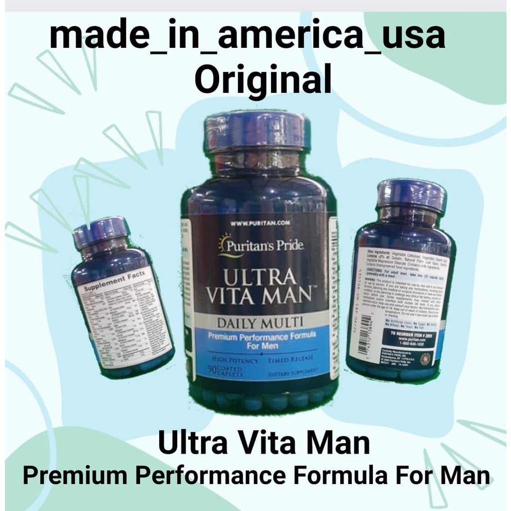 Jual Puritans Pride Ultra Vita Man Daily Multi 90 Caplets | Shopee ...