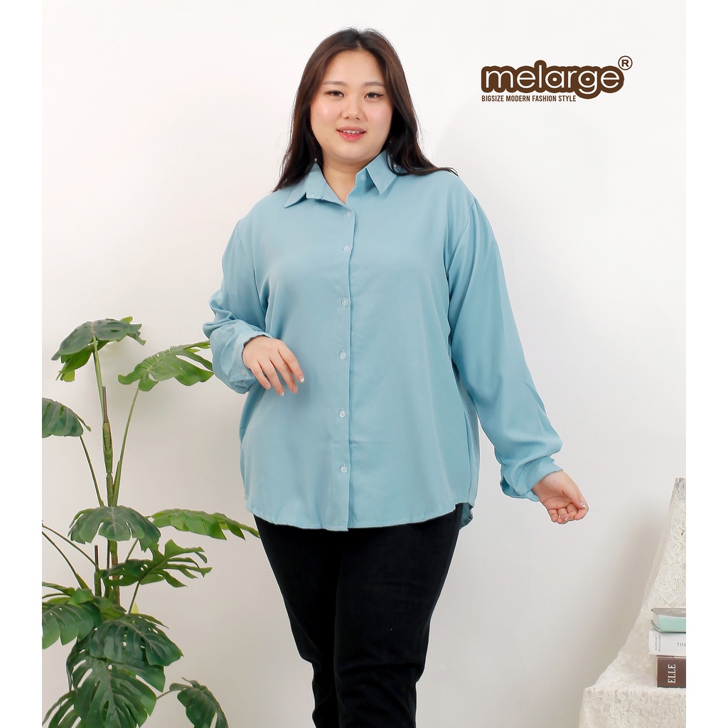 Jual MELARGE - Kemeja Polos Biru Besar Kemeja Kerja Kemeja Hem Polos Jumbo Xl Ld 100 2xl Xxl 2l ...