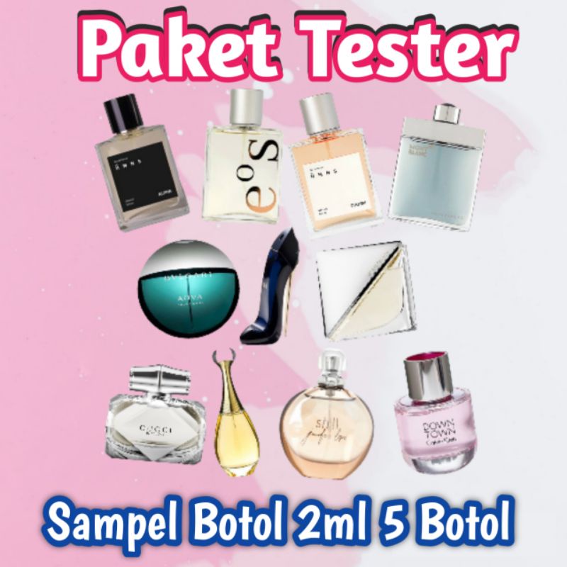 Jual PAKET SAMPEL TESTER PARFUM ORI 5pcs botol 2ml | Shopee Indonesia