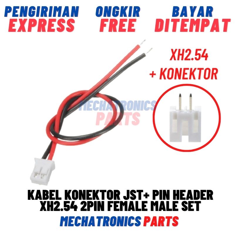 Jual Kabel Konektor JST+ Pin Header XH2.54 2Pin Female Male Set XH 2.54mm 2P 2 Cable Pin ...