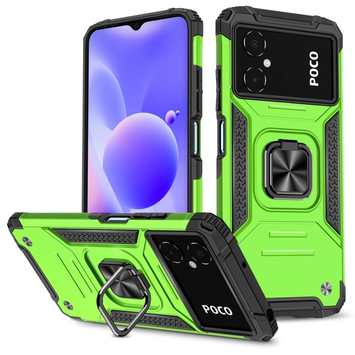 Jual Xiaomi Poco M5 - RUGBOX Army Stand Ring Armor Case Shockproof ...