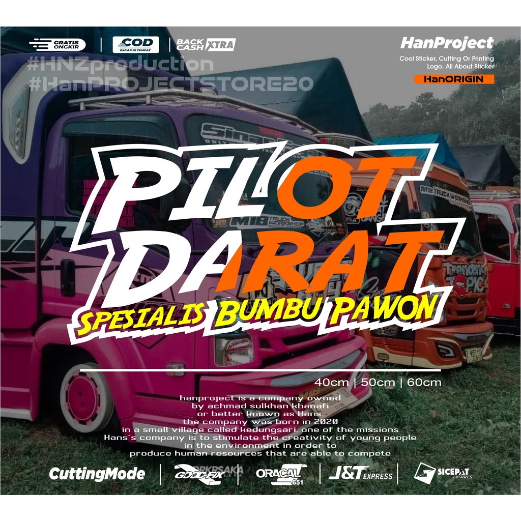 Jual STICKER KACA PINTU MOBIL PICK UP DAN TRUK "PILOT DARAT" REFLECTIVE ...