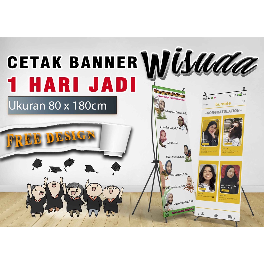 Jual Cetak Banner Baner Wisuda unik Custome plus rangka atau Tiang ...