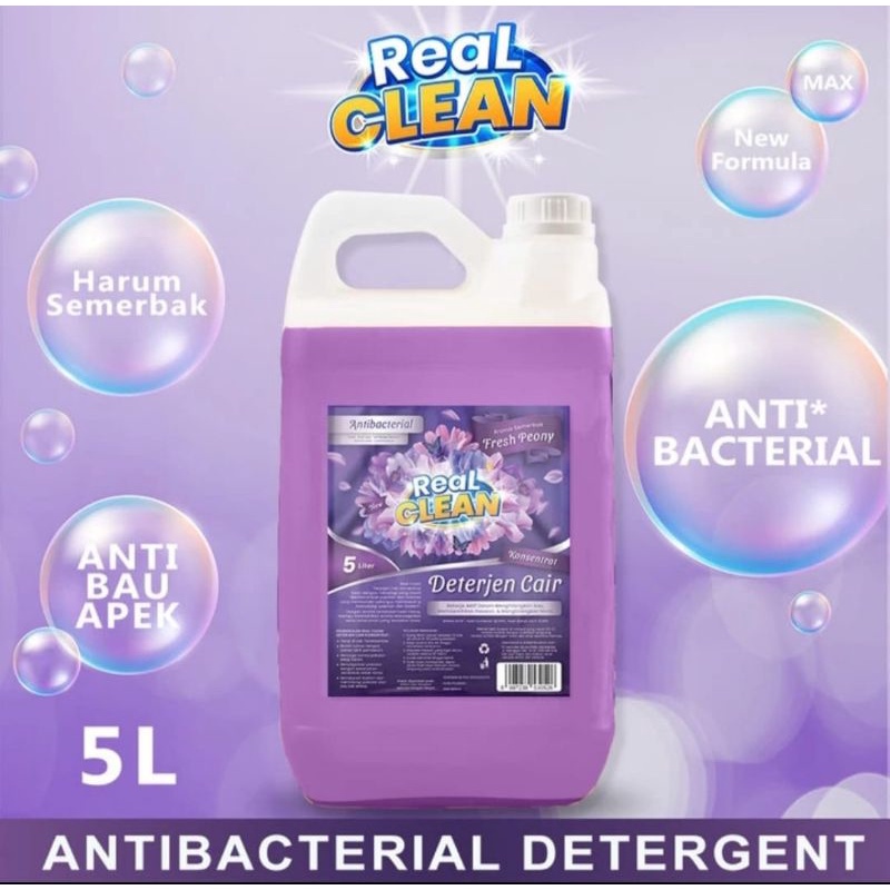Jual REAL CLEAN DETERJEN CAIR FRESH PEONY ANTIBACTERIAL 5 LITER ...