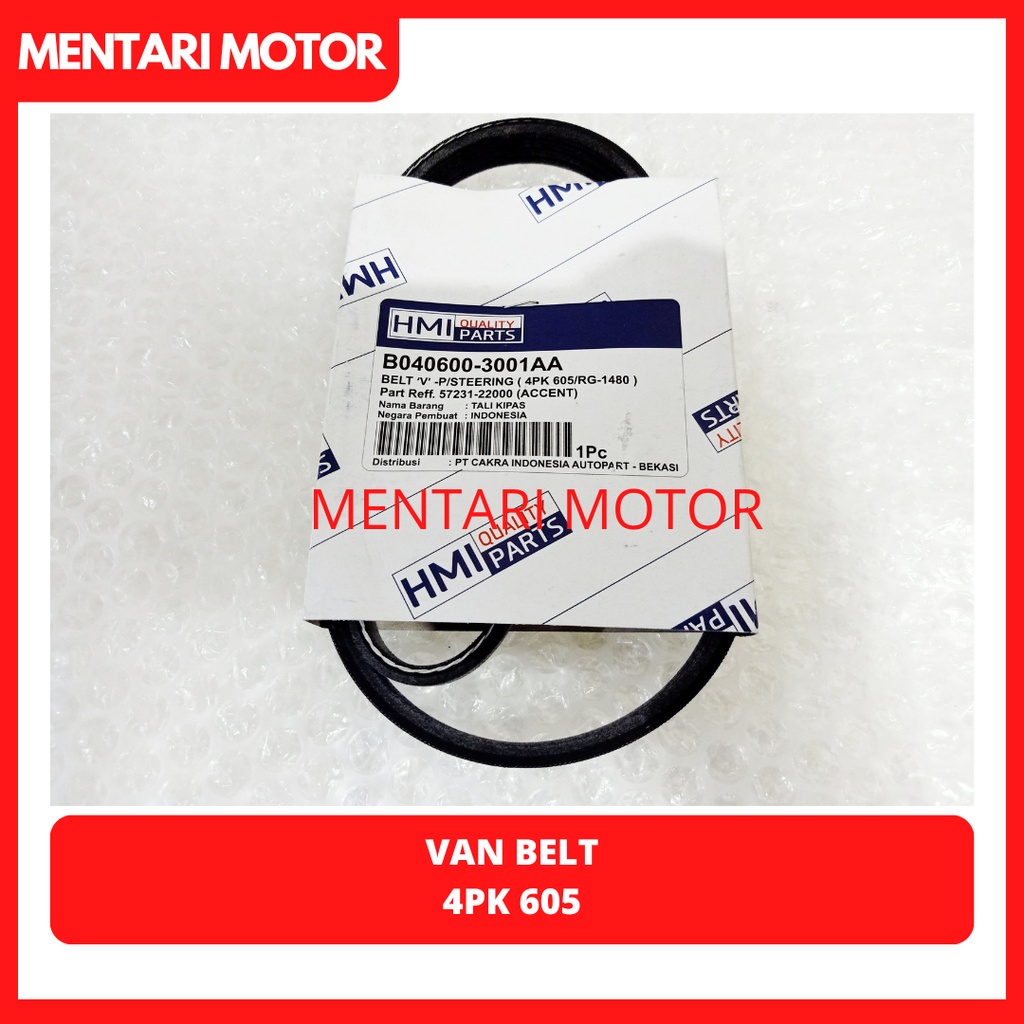 Jual Fan Van Belt Power Stering 4pk 605 Hyundai Accent Cakra Verna ...