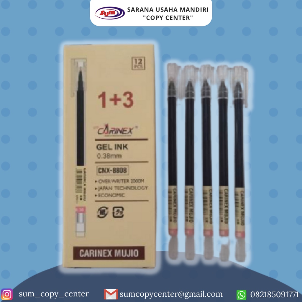 Jual Pena Carinex Mujio Gel Inx 0.38 mm (PCS) | Shopee Indonesia