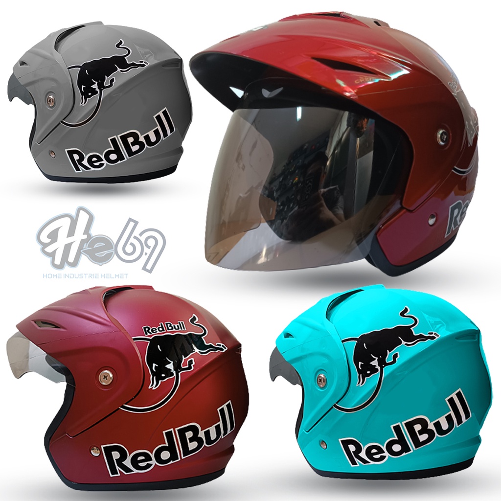 Jual Helm Half Face JP 5 Red Bull / Helm Dewasa Untuk Pria Dan Wanita ...