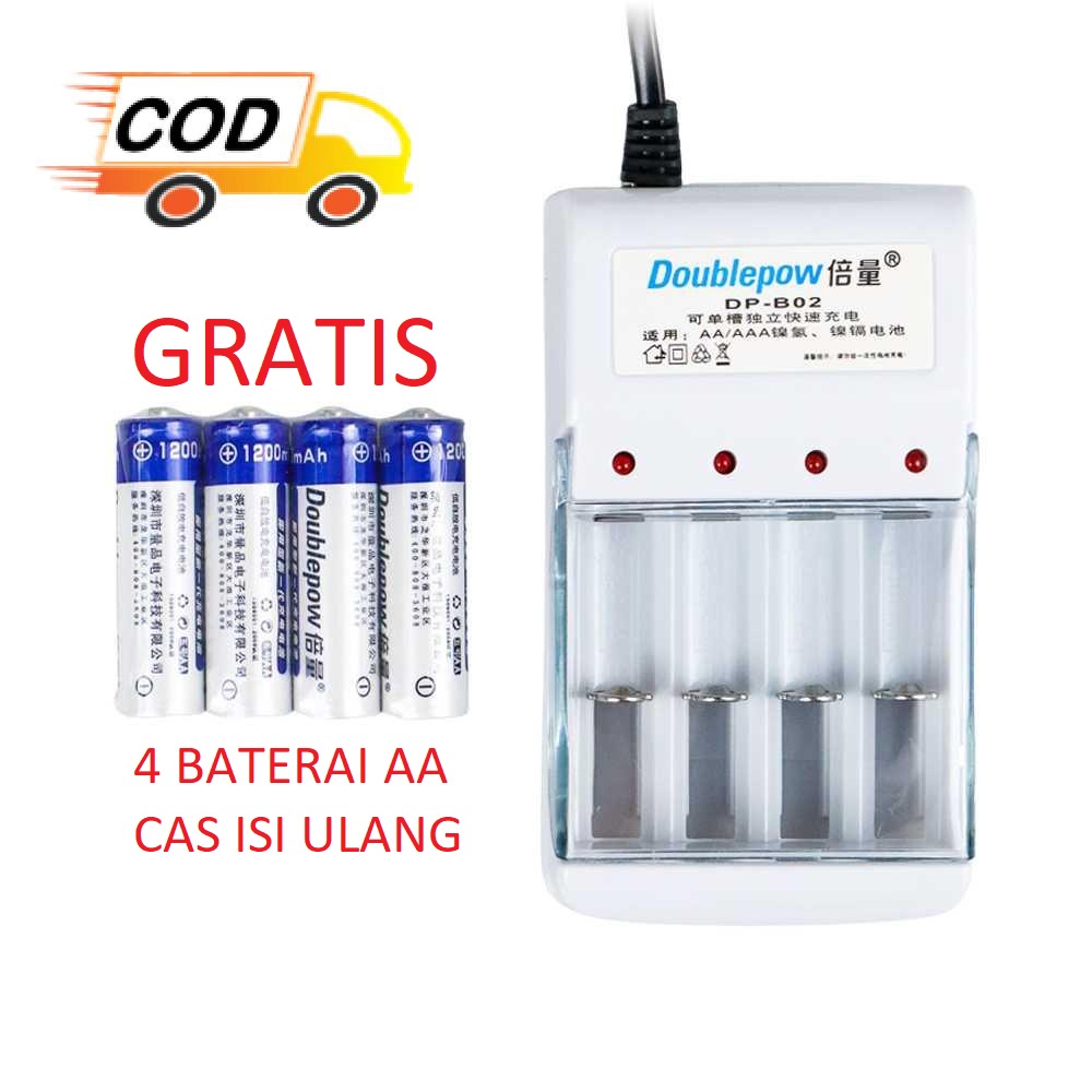 Jual Charger Baterai AA/AAA 4 slot Gratis 4PCS AA Isi Ulang Cas Rechargeable Original Terbaik ...