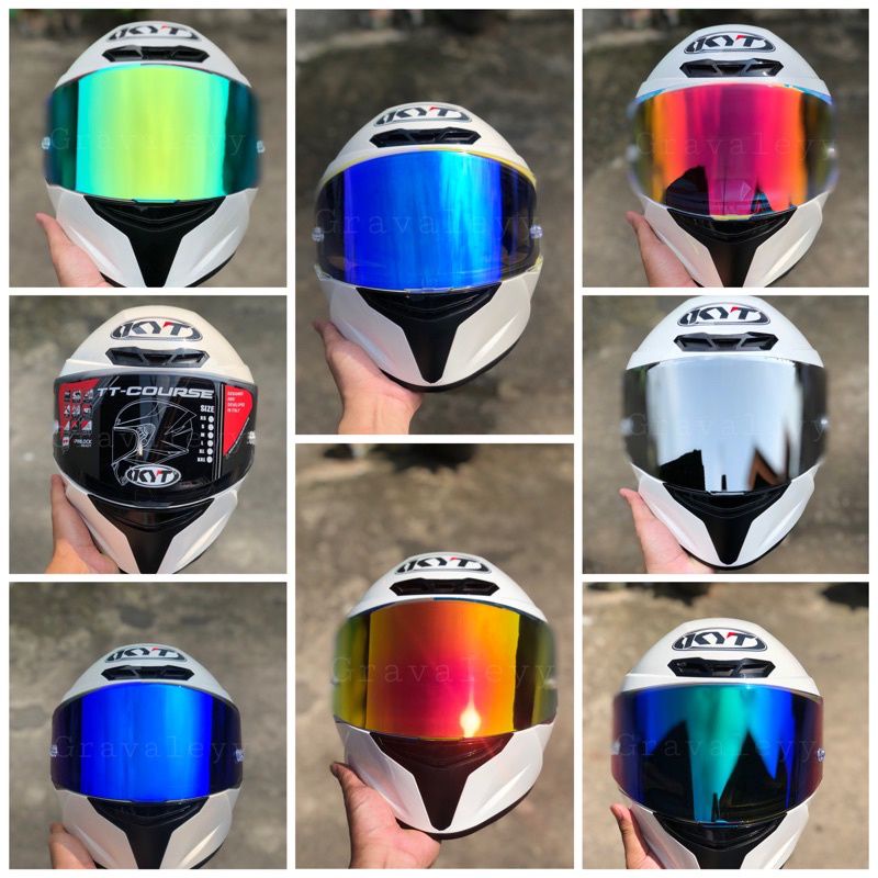Jual KACA HELM KYT TT-COURSE ORIGINAL COSTUM IRIDIUM BLUE/RED/VISOR TTC ...