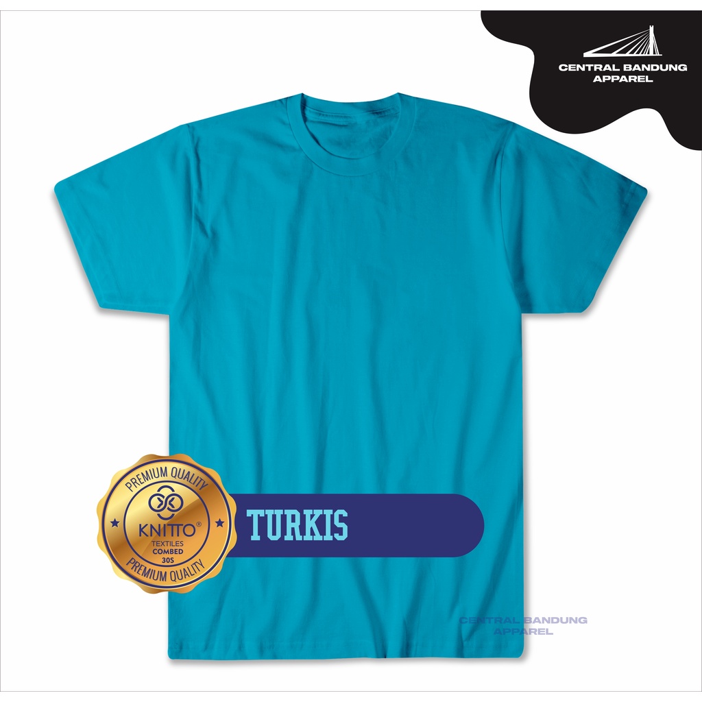 Jual KAOS POLOS LENGAN PENDEK WARNA BIRU TURKISH COTTON COMBED 30S 100% KATUN ASLI KWALITAS ...
