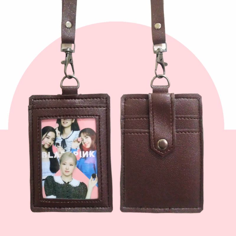 Jual Name tag kulit/ID card kulit holder kancing/ID card holder pria ...