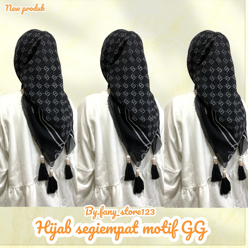 Jual JILBAB SEGI EMPAT MOTIF TASSEL POM GC//JILBAB SEGIEMPAT TASSEL ...