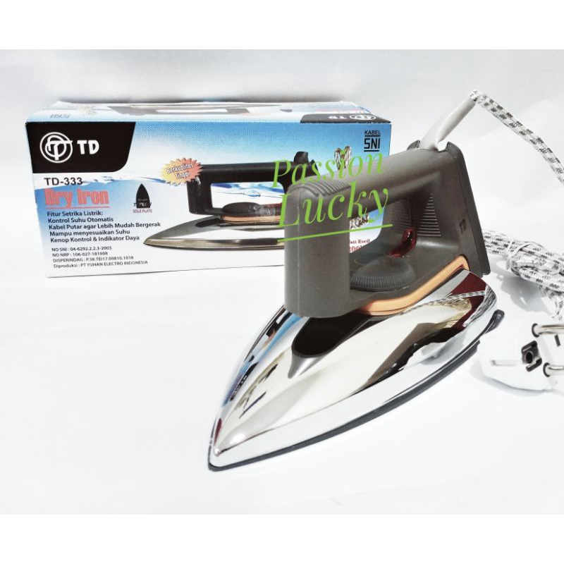 Jual SETRIKA TD 333 DRY IRON/GOSOKKAN PAKAIAN BODY STEINLESS STELL ...