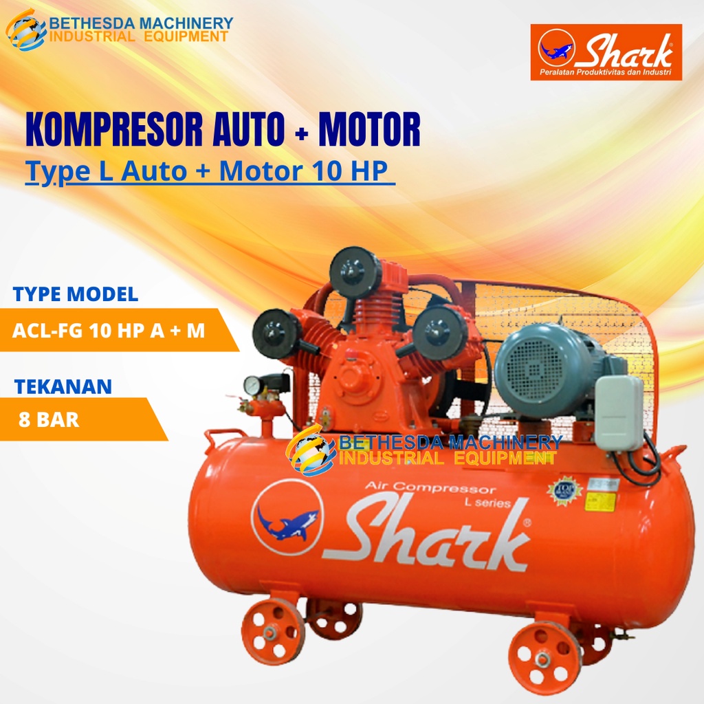 Jual Shark Kompresor Angin / Air Compressor 10HP / 10 HP Auto + Motor 8 ...