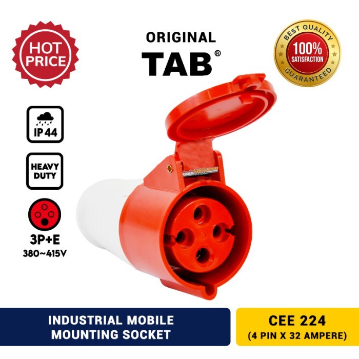 Jual Stop Kontak Genset 4 Pin 32A CEE 224 TAB Industrial Mobile Socket 32 A | Shopee Indonesia