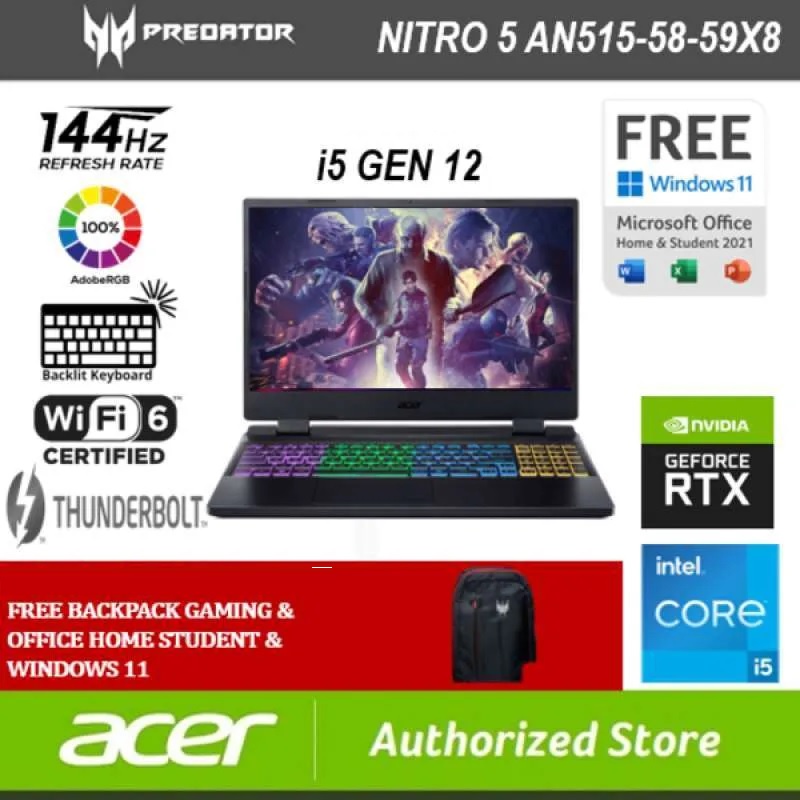 Jual Acer Nitro 5 AN515 58 59X8 Core i5 12500H 512GB RTX3050 4G W11 OHS ...