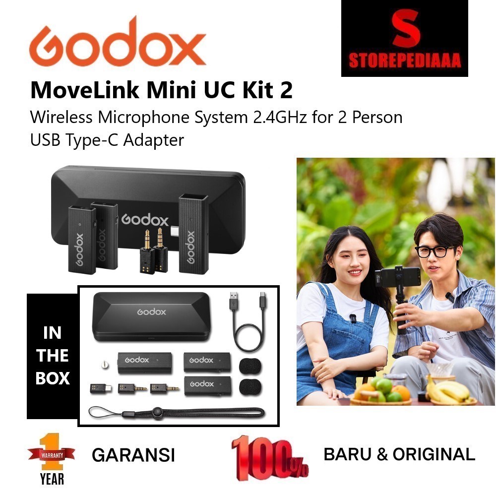 Jual Godox MoveLink Mini UC Kit 2 Wireless Microphone System 2.4GHz for ...