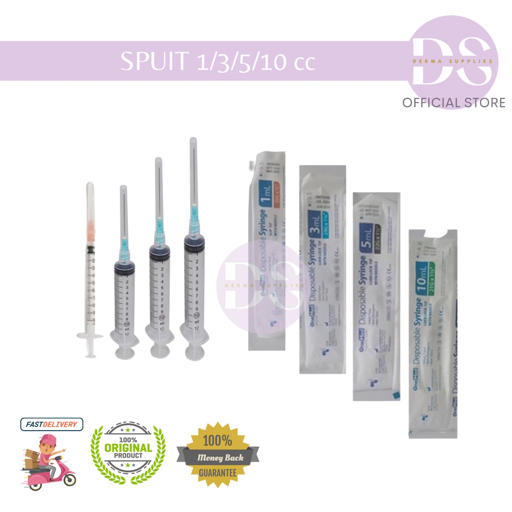 Jual [ISI 5pc] Spuit Syringe Onemed Eceran Ukuran 1ml, 3ml, 5ml, 10ml ...