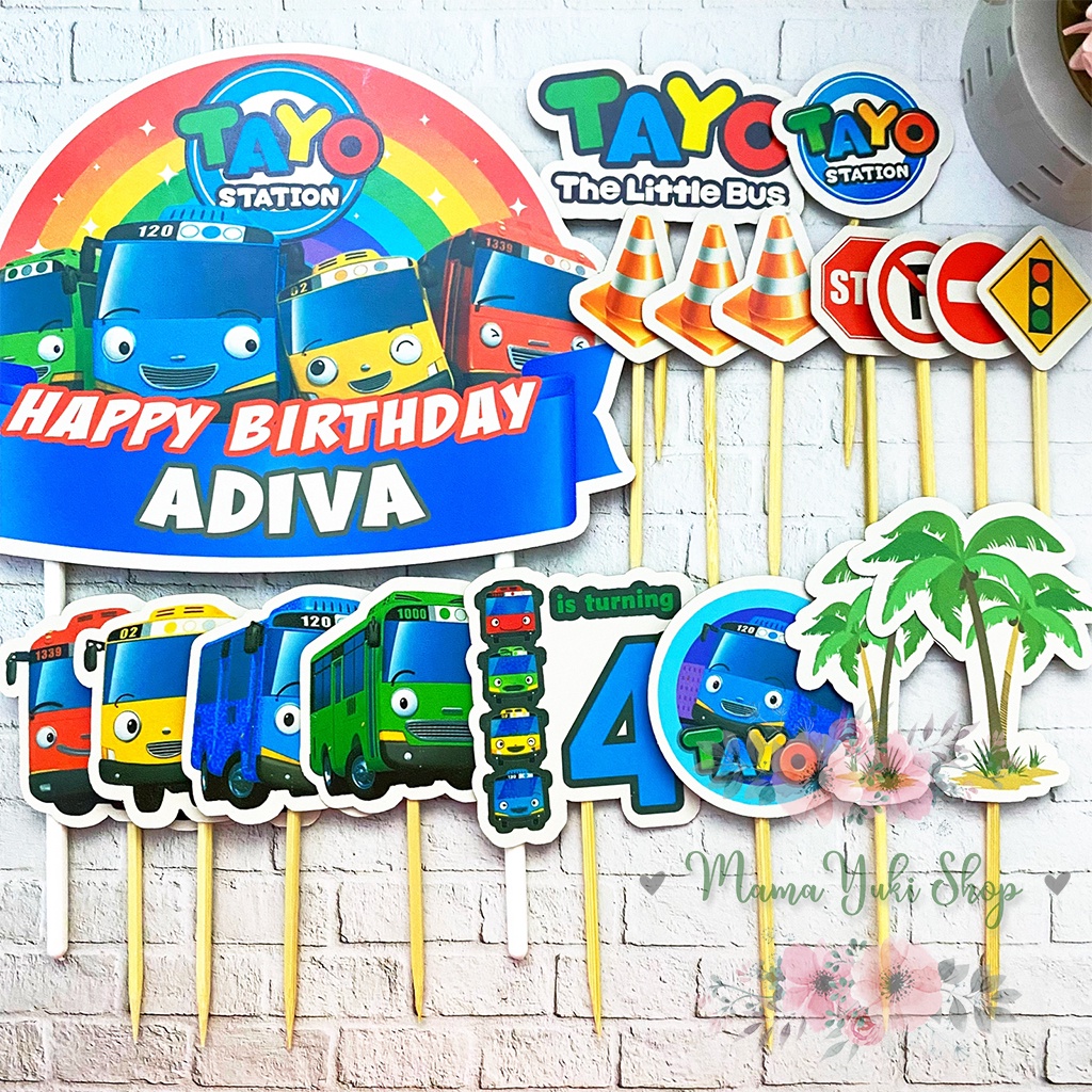Jual Topper Cake Hiasan Kue Ulang Tahun motif Tayo the Little Bus ...