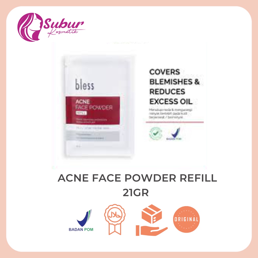 Jual Bless Acne Face Powder Refill 21gr (kemasan baru) | Shopee Indonesia