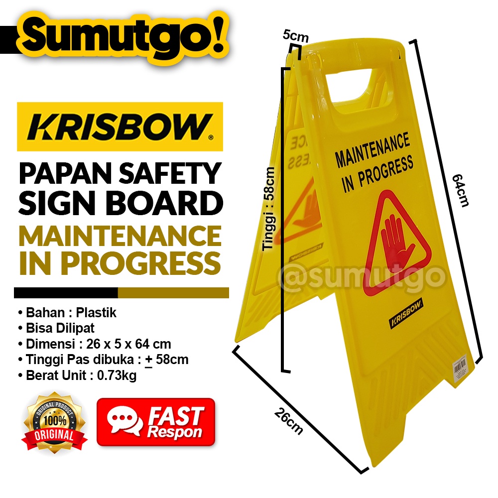 Jual Papan Peringatan Plastik Kuning MAINTENANCE IN PROCESS / Safety ...