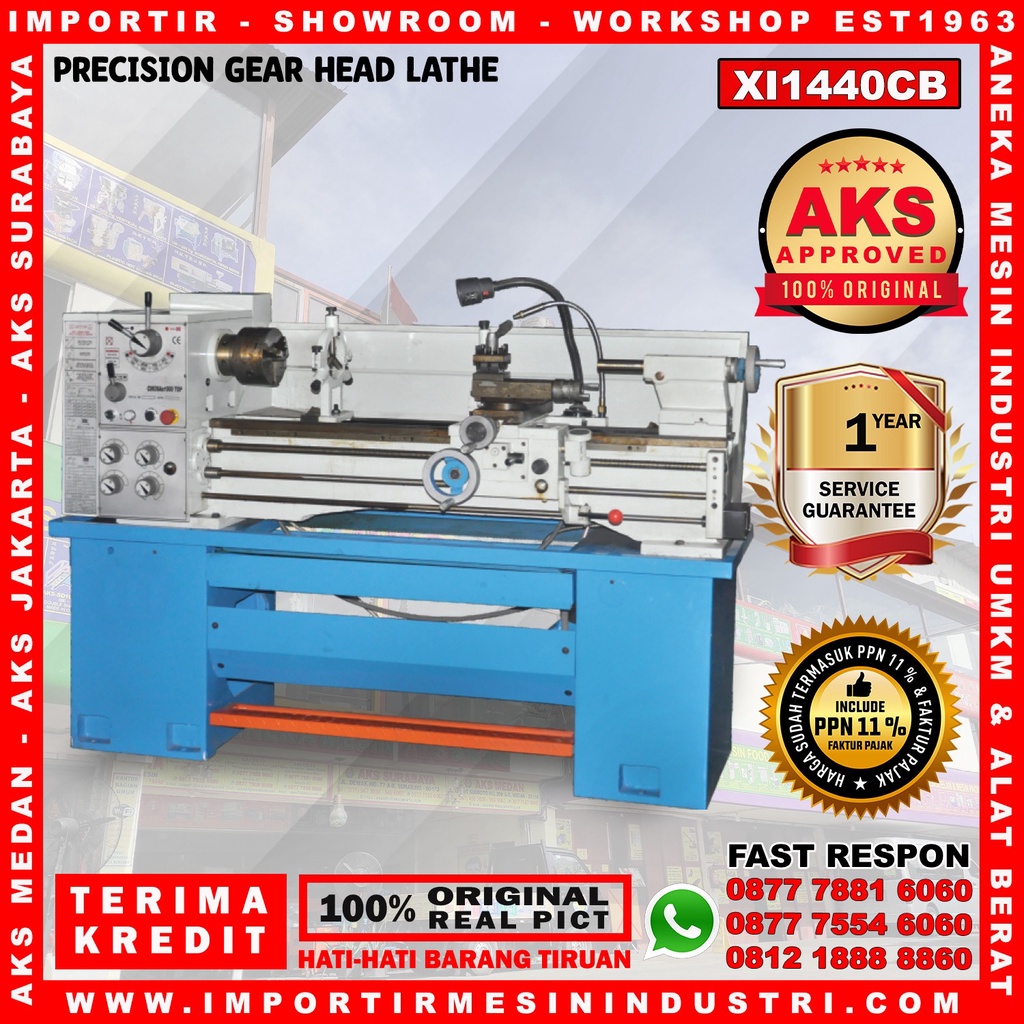 Jual Mesin Bubut Besi Gear Head Bench Lathe Machine 356X1000mm XI1440CB ...