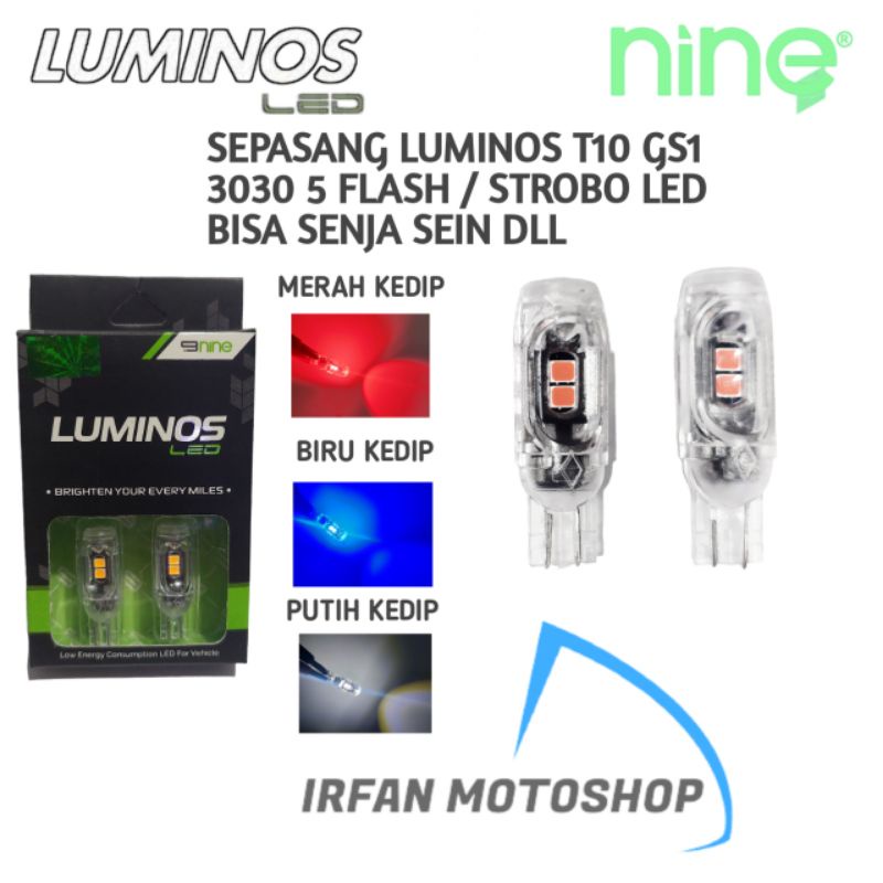 Jual SEPASANG LUMINOS T10 GS1 3030 Led 5 white kedip flash atau strobo ...