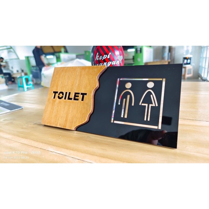 Jual sign akrilik kayu tanda toilet kamar mandi free desain | Shopee ...
