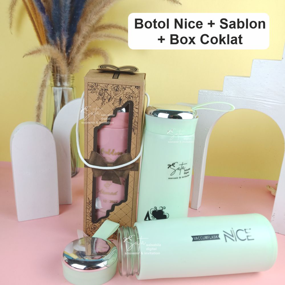 Jual (MINIM 100pcs) BOTOL NICE SABLON /SOUVENIR BOTOL KACA NICE / botol ...