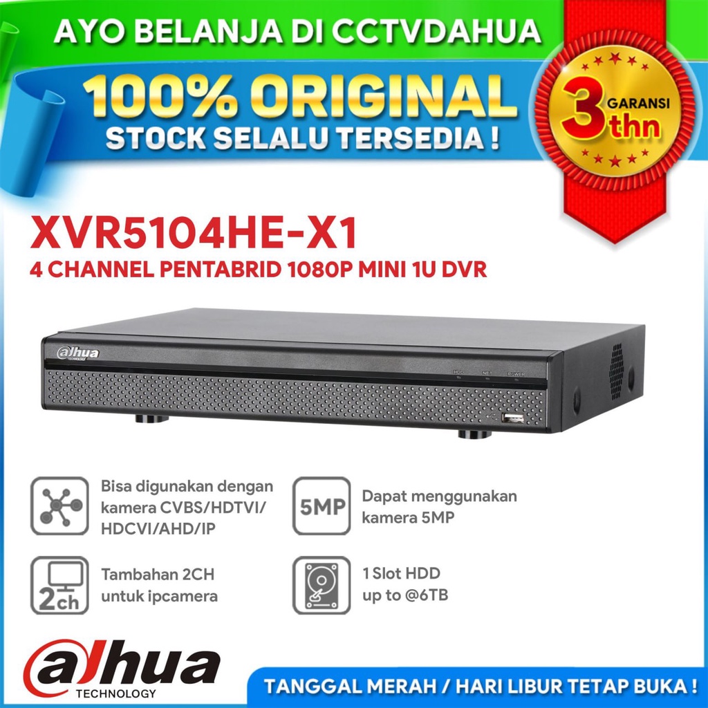 Jual DAHUA XVR5104HE-X1 4CH PENTA-BRID MINI 1U DVR/XVR BERGARANSI RESMI ...