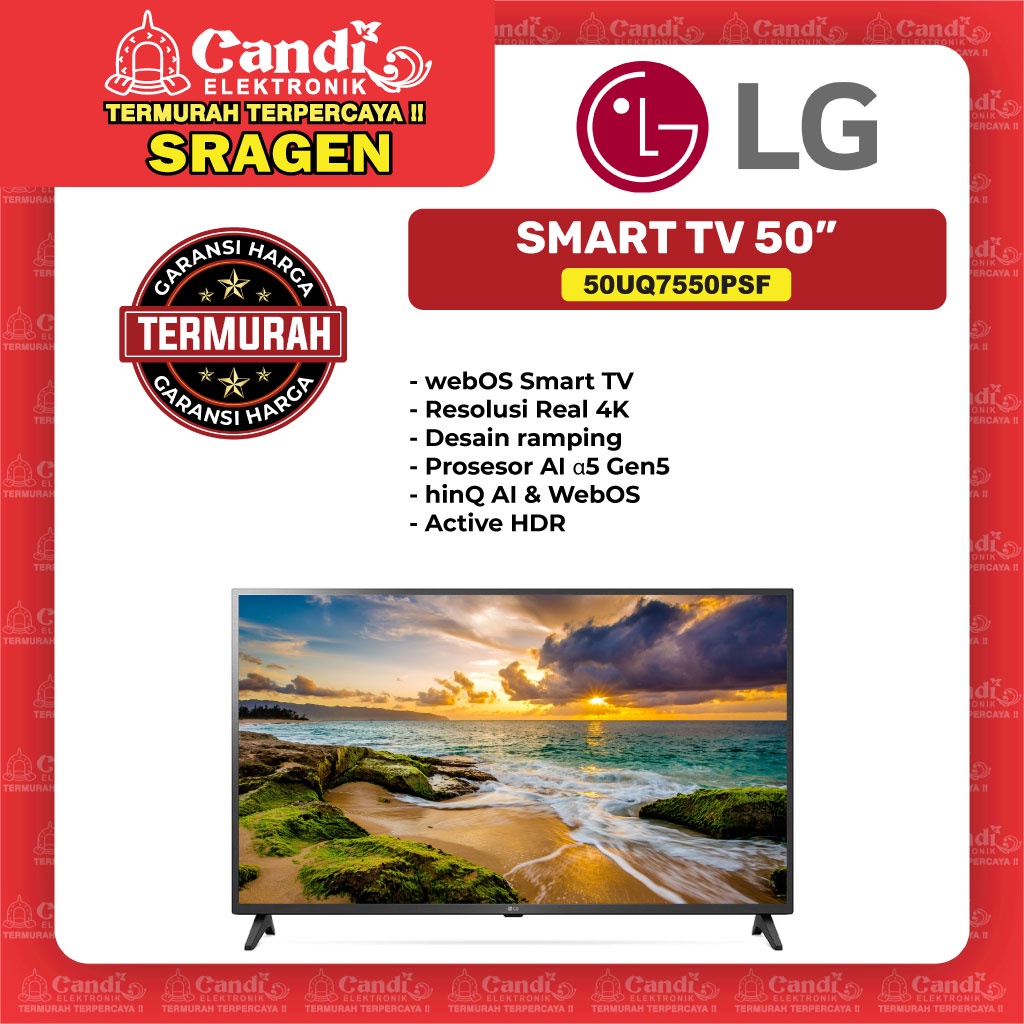 Jual LG UHD 4k Smart Tv lg 50" ThinQ AI - 50UQ7550PSF | Shopee Indonesia