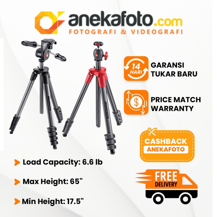Jual Manfrotto Compact Light Aluminum Tripod MKCOMPACTLT | Shopee Indonesia