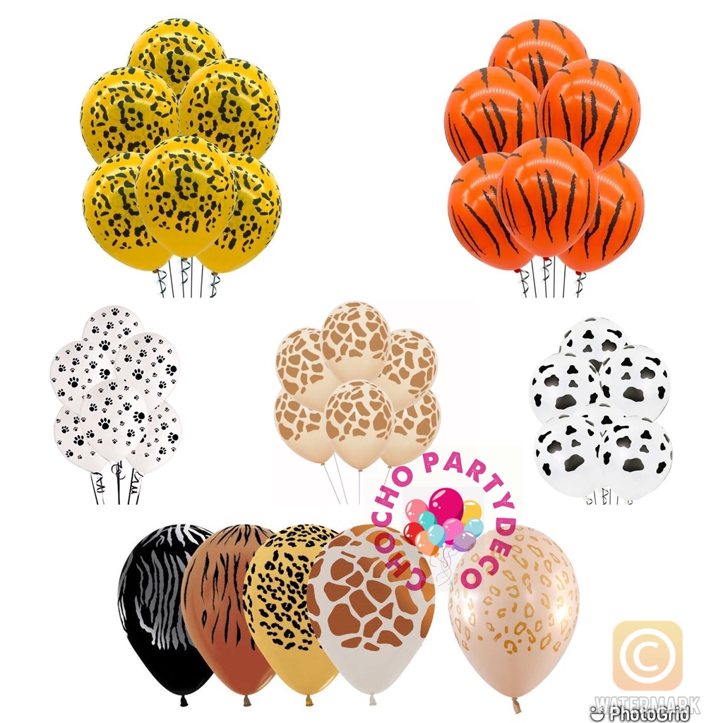 Jual Balon Latex Animal Print / Balon Corak Kulit Hewan Safari Jerapah ...