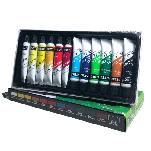 Jual Cat Acrylic/Cat Akrilik 12 warna 6ml V-TEC | Shopee Indonesia